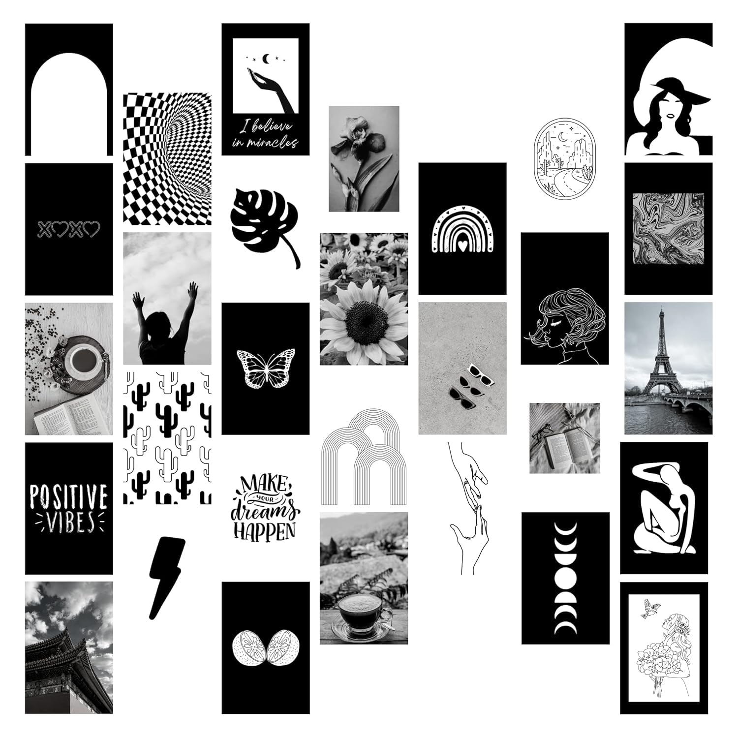 Black & White Collection Posters | Set of 30 | 4x6 inch each | Wall ...