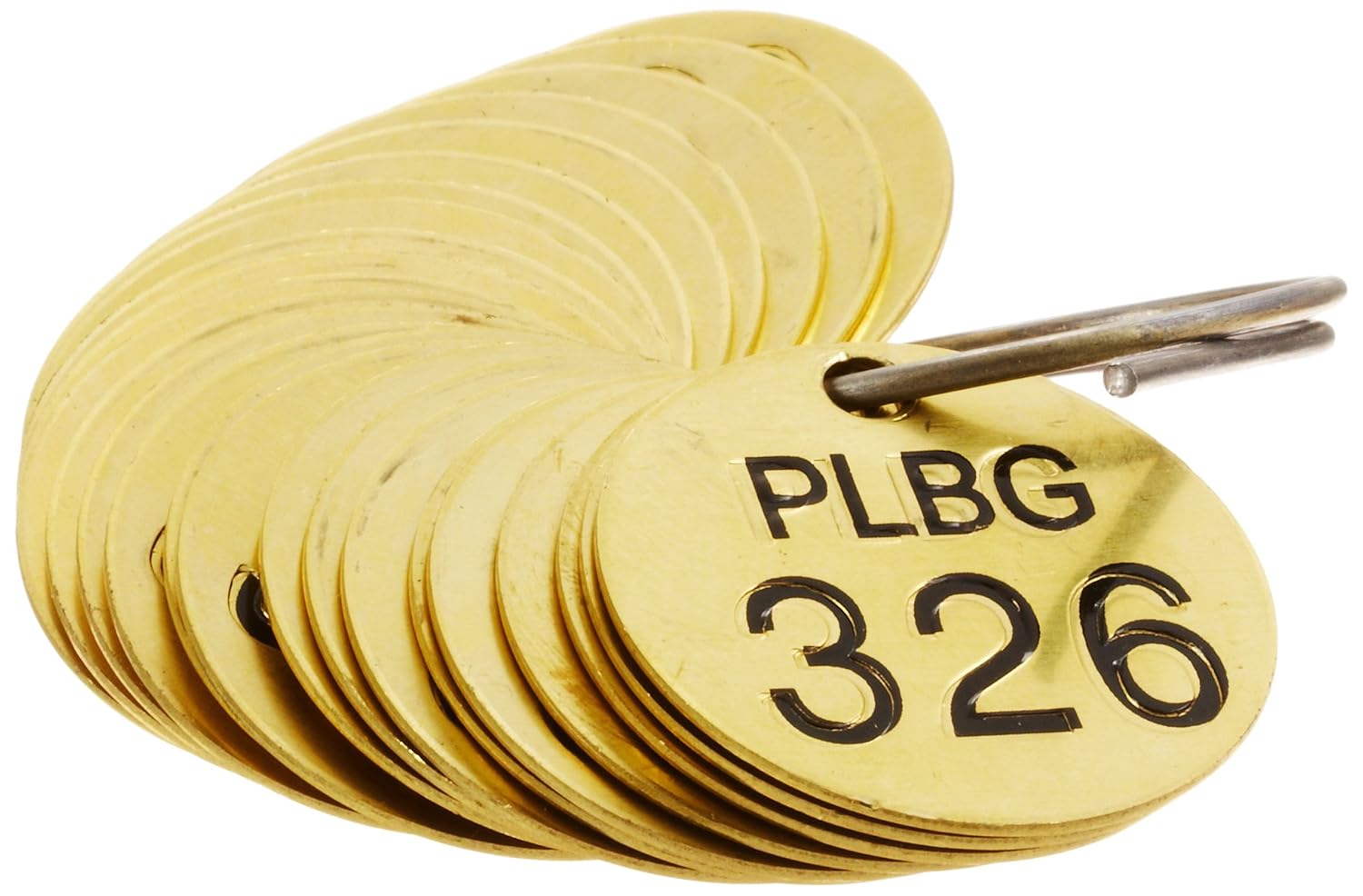 Brady 234411 1/2" Diameter Stamped Brass Valve Tags, Numbers 326-350 ...