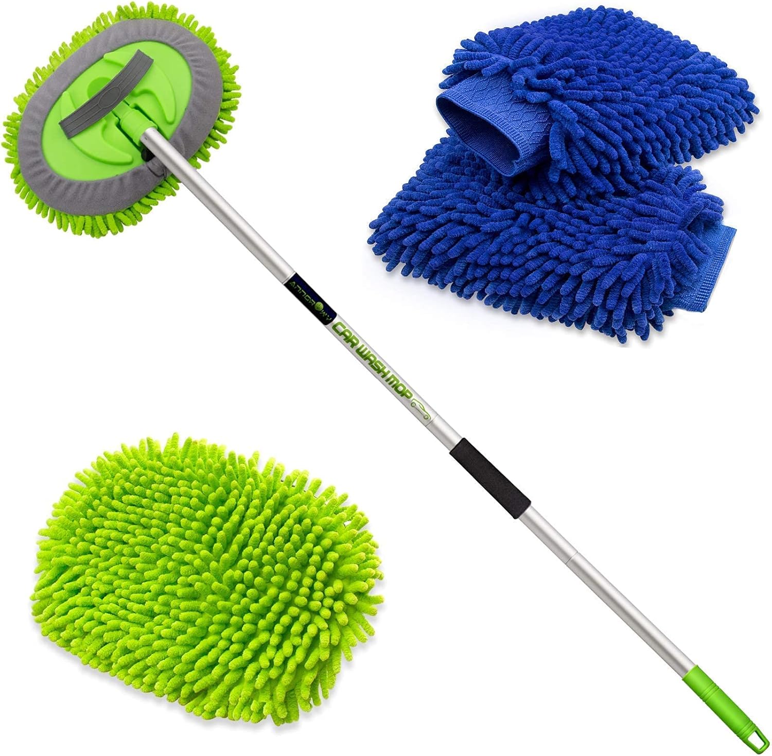 Amazon.com: anngrowy 62” Microfiber Car Wash Kit Car Wash Brush + Car ...