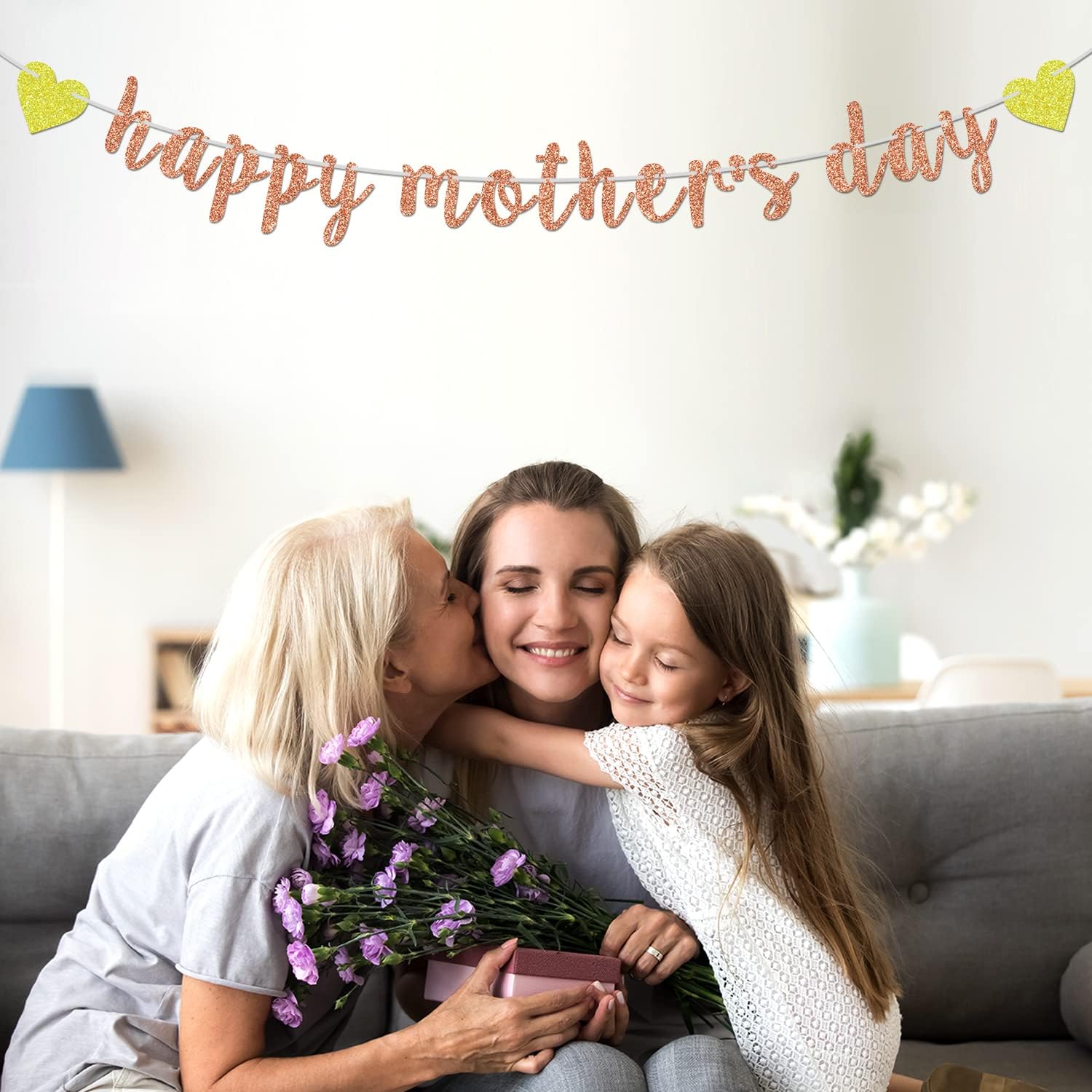 Cartel de felicitación para el día de la madre, con purpurina de oro rosa, para el día de la ...