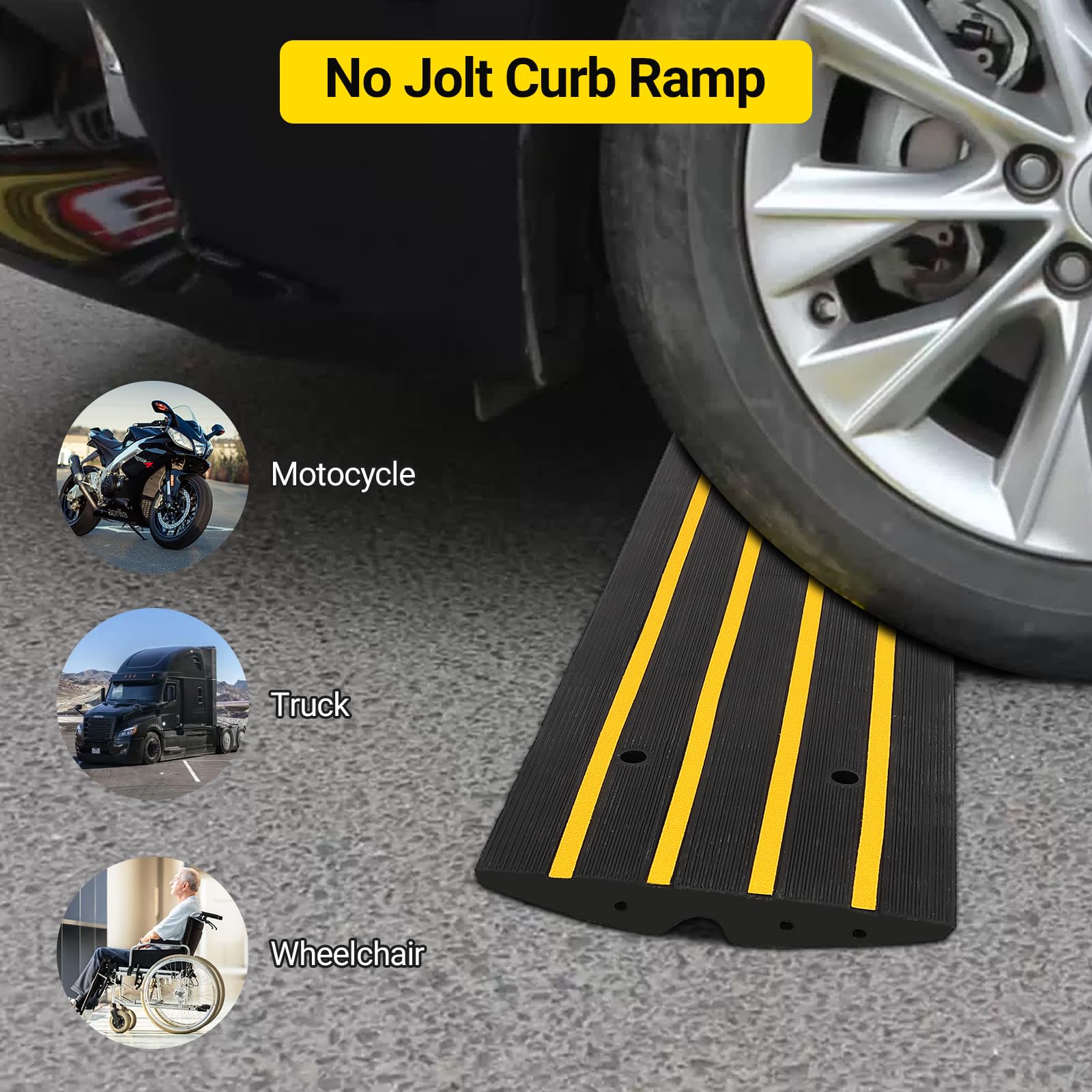 Snapklik.com : 48in Driveway 1 Ramp Made Of Recycled Rubber Heavy Duty ...
