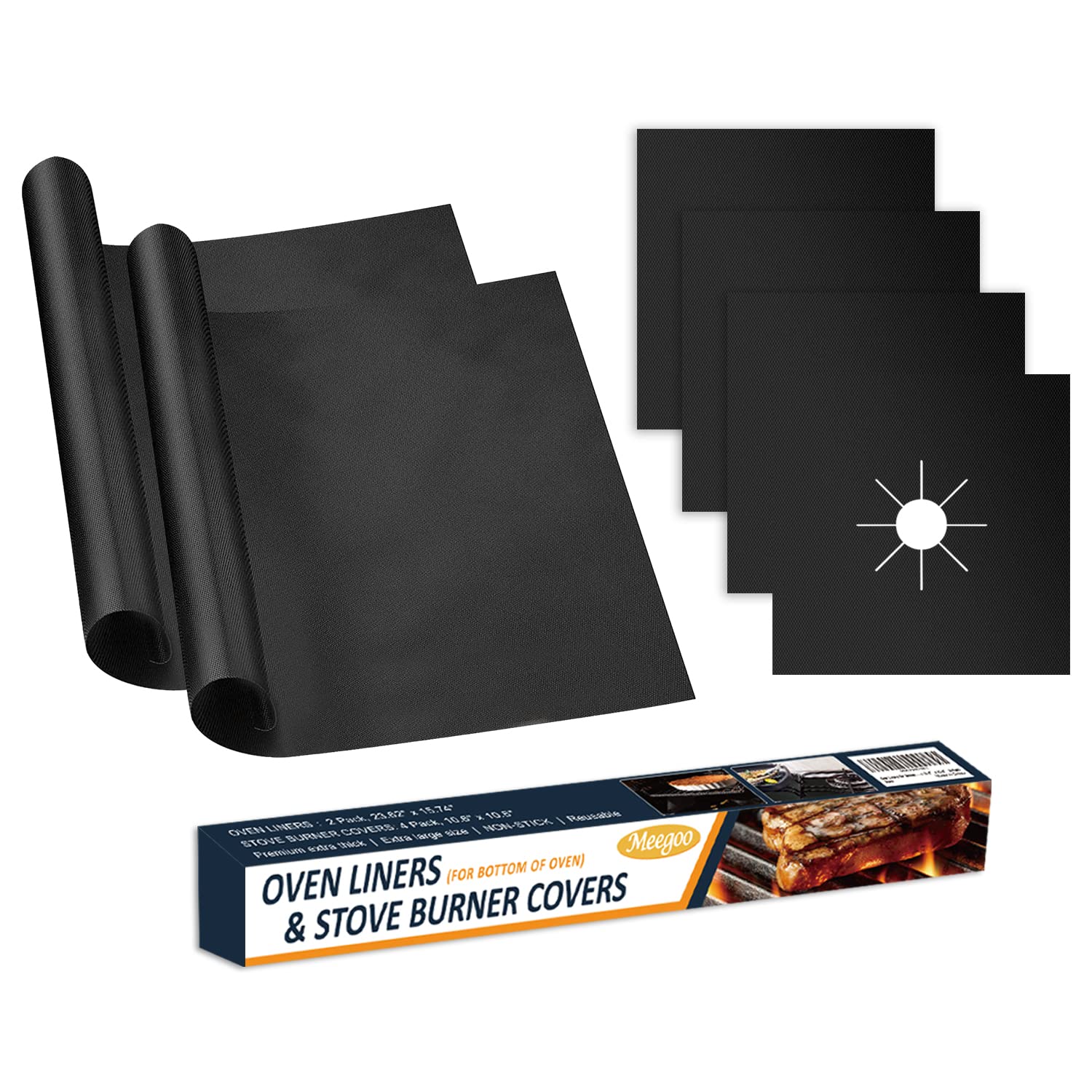 Snapklik.com : Meegoo 4 Pack Square Gas Stove Burner Covers