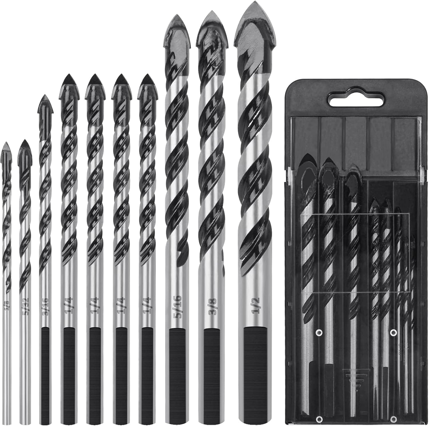 10 Pieces Masonry Drill Bit Set, Concrete Drill Bit Set Carbide Drill ...