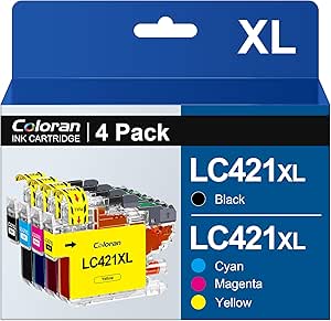 Coloran LC421XL Ink Cartridges Compatible with Brother LC 421XL LC-421 ...