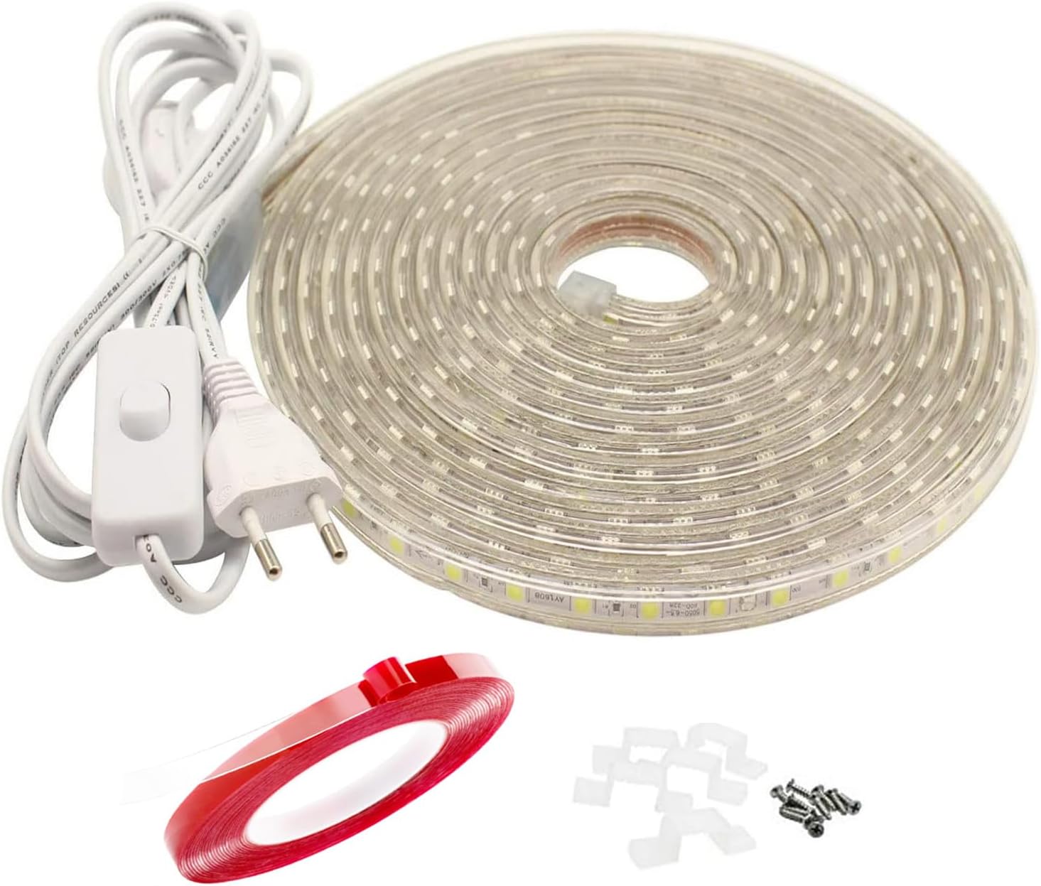 Q.Laomi Ruban à LED 2M, Bandeau LED 220V 230V avec Interrupteur, IP65 ...