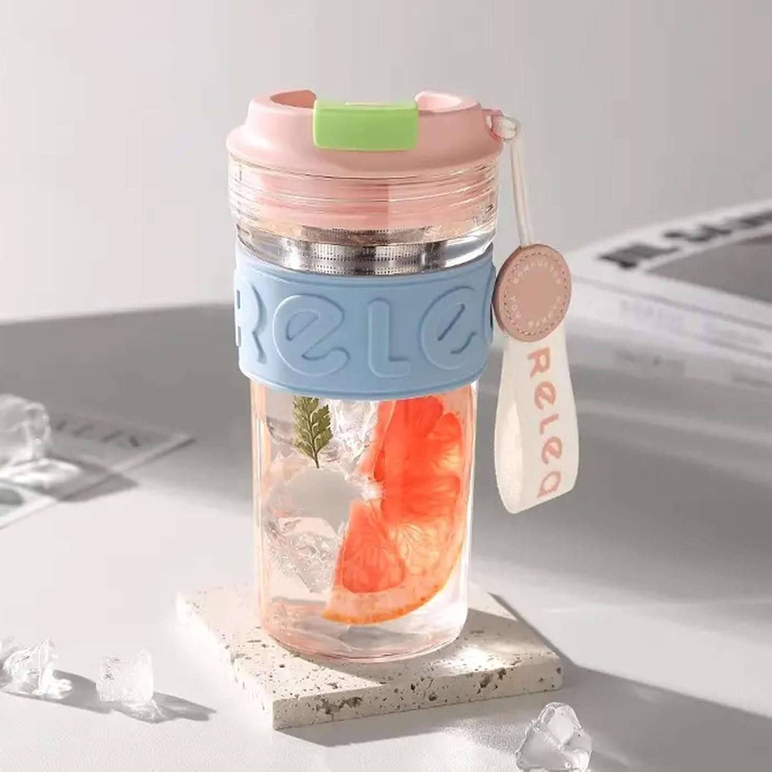 Amazon.com: Tea Infuser Mug, Glass Travel Coffee Mug, 20oz Reusable ...