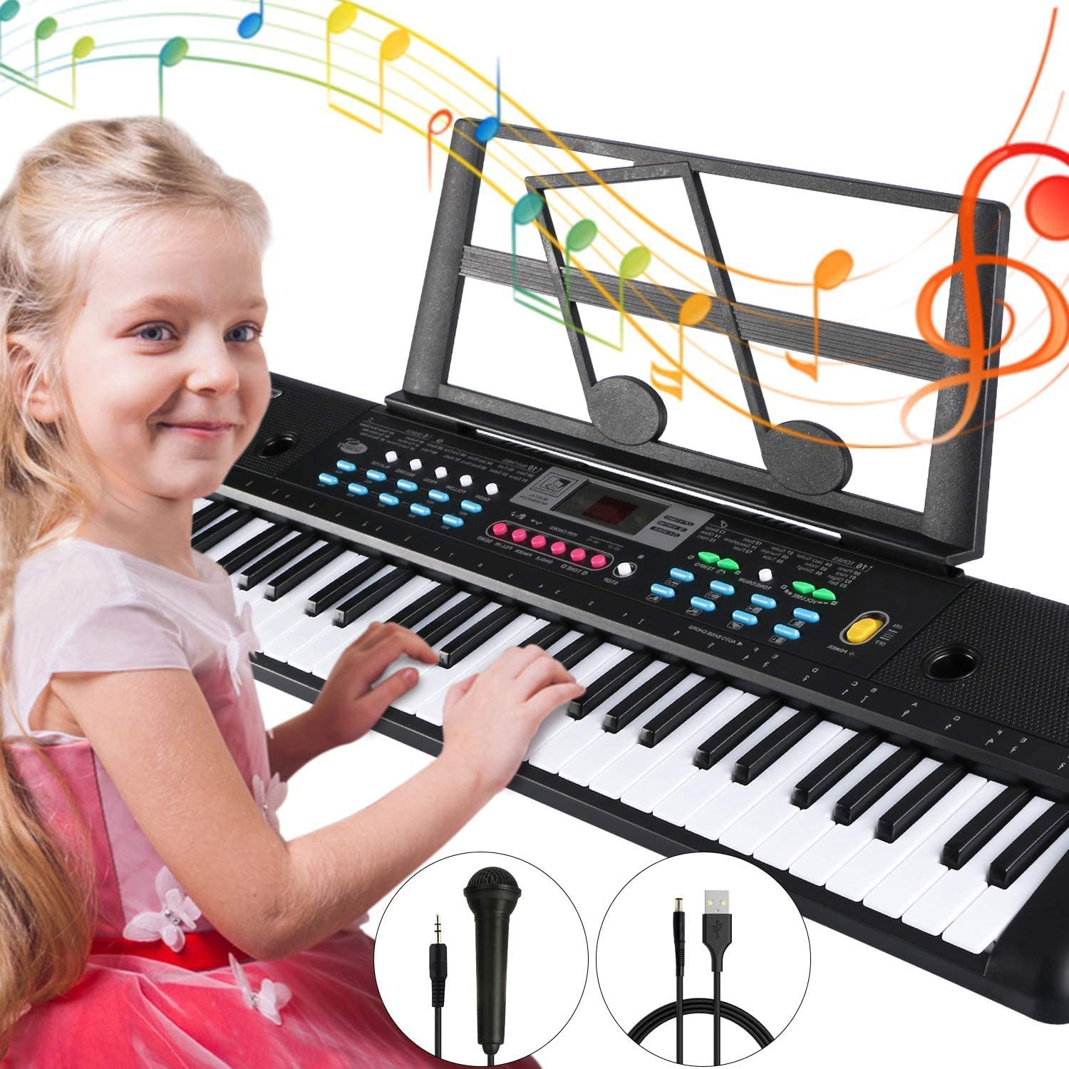 Electronic Keyboard Piano 61 Keys, Portable Piano Keyboard with Music ...