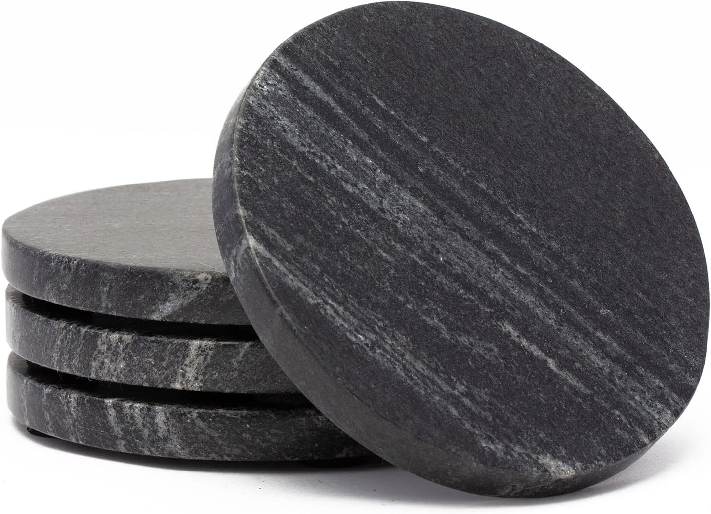 Amazon.com | Thirstystone 4 Pack Natural Black Marble Round Coasters 4 ...