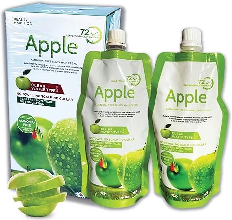 Apple Ammonia-Free Black Hair Cream, No-Toxic, No Stimulation, Natural ...