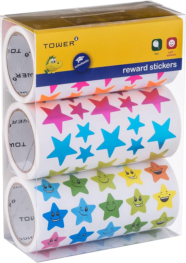 Tower Star Face Stickers in Large & Medium Size- 3150 Mixed Metallic ...