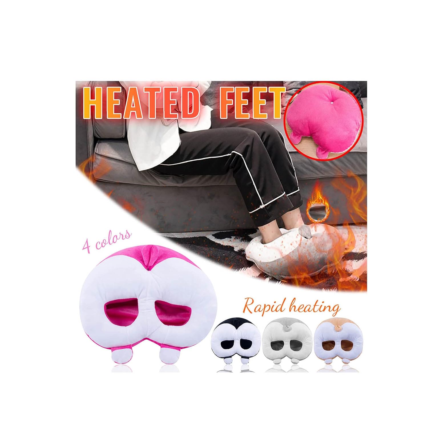 Amazon.com: Heated Feet Warmer USB Rechargeable Plush Foot Heater Cute ...