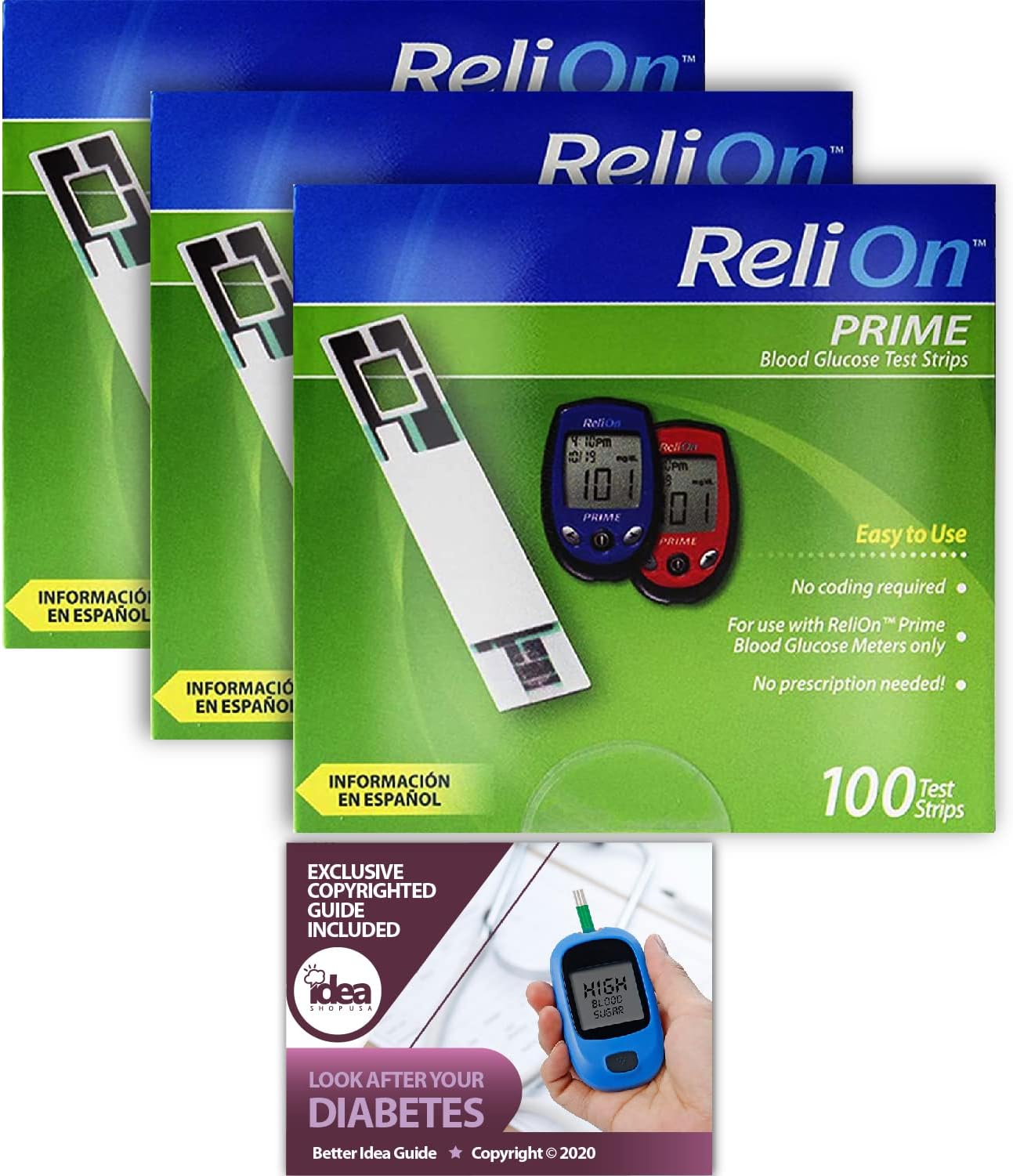 Amazon.com: ReliOn Reli On PRIME Blood Glucose Test Strips Bundle - 100 ...