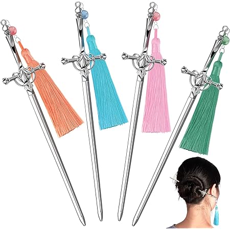 Amazon.com : 2 PACK Chinese Sword Tassel Hair Accessories Sticks for ...