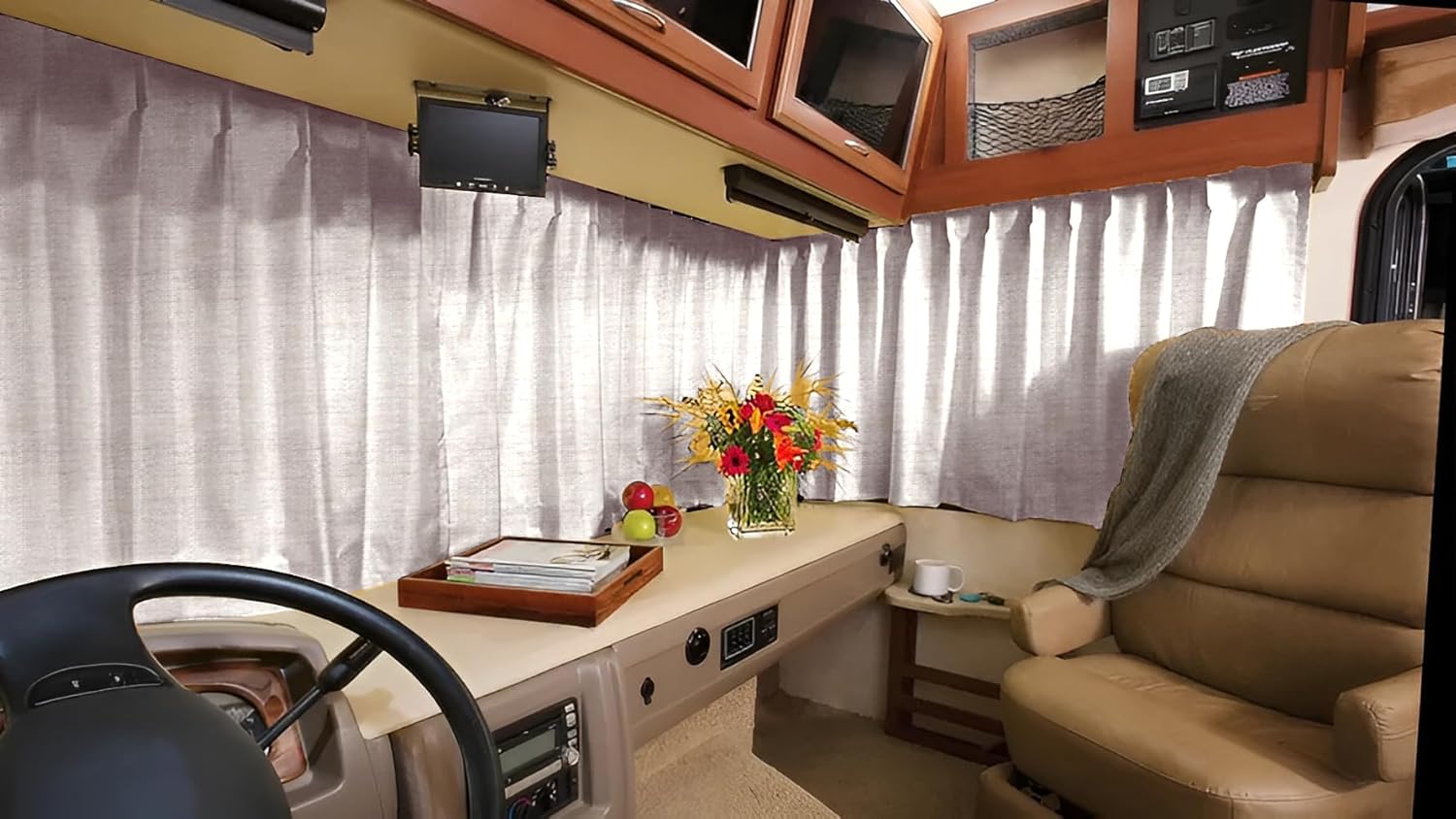 Amazon.com: Made to Order Custom RV Windshield Curtain Set for Class A ...