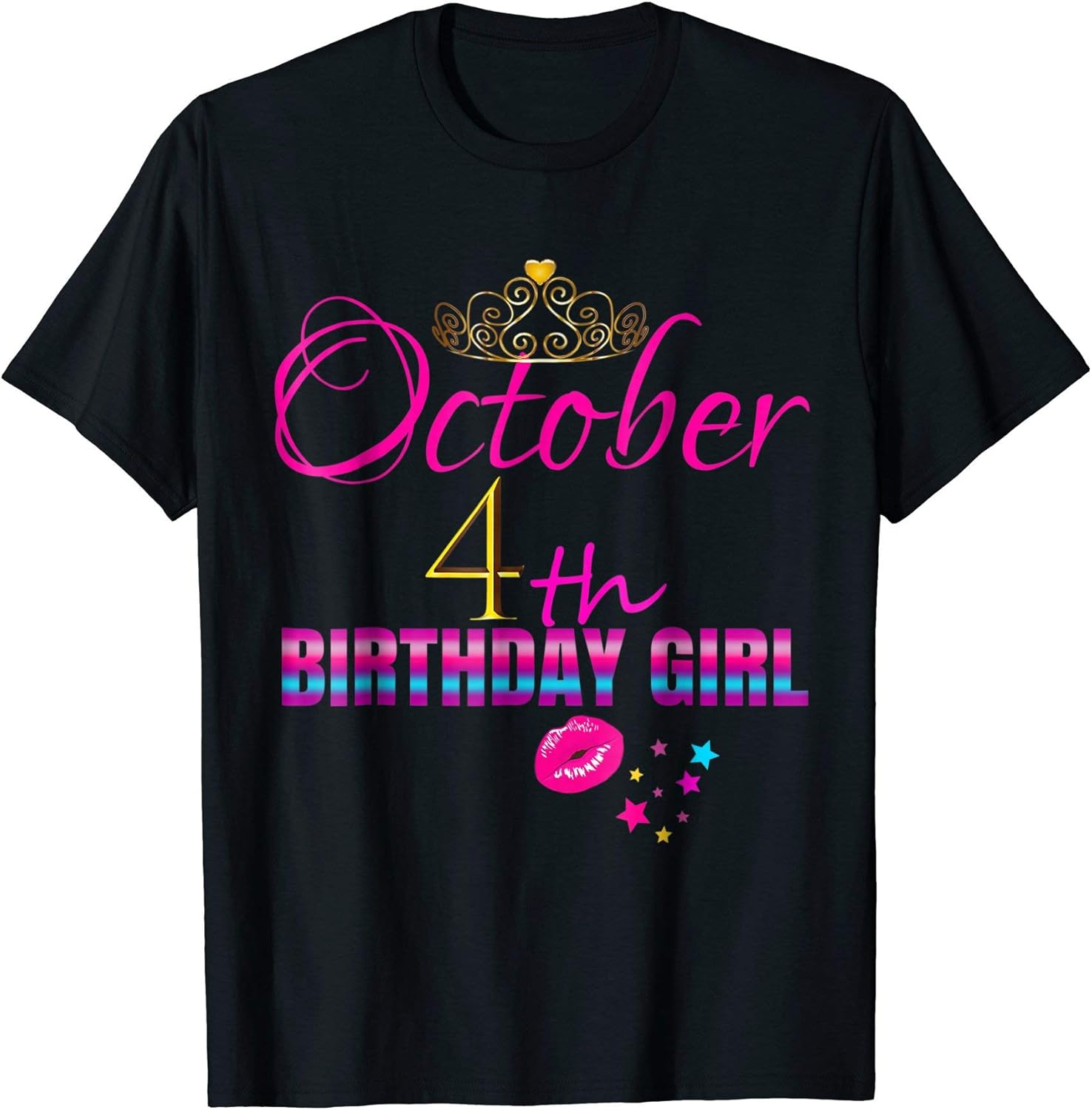 Amazon.com: Cute October 4th Birthday Girl Shirt Women Bday Party ...
