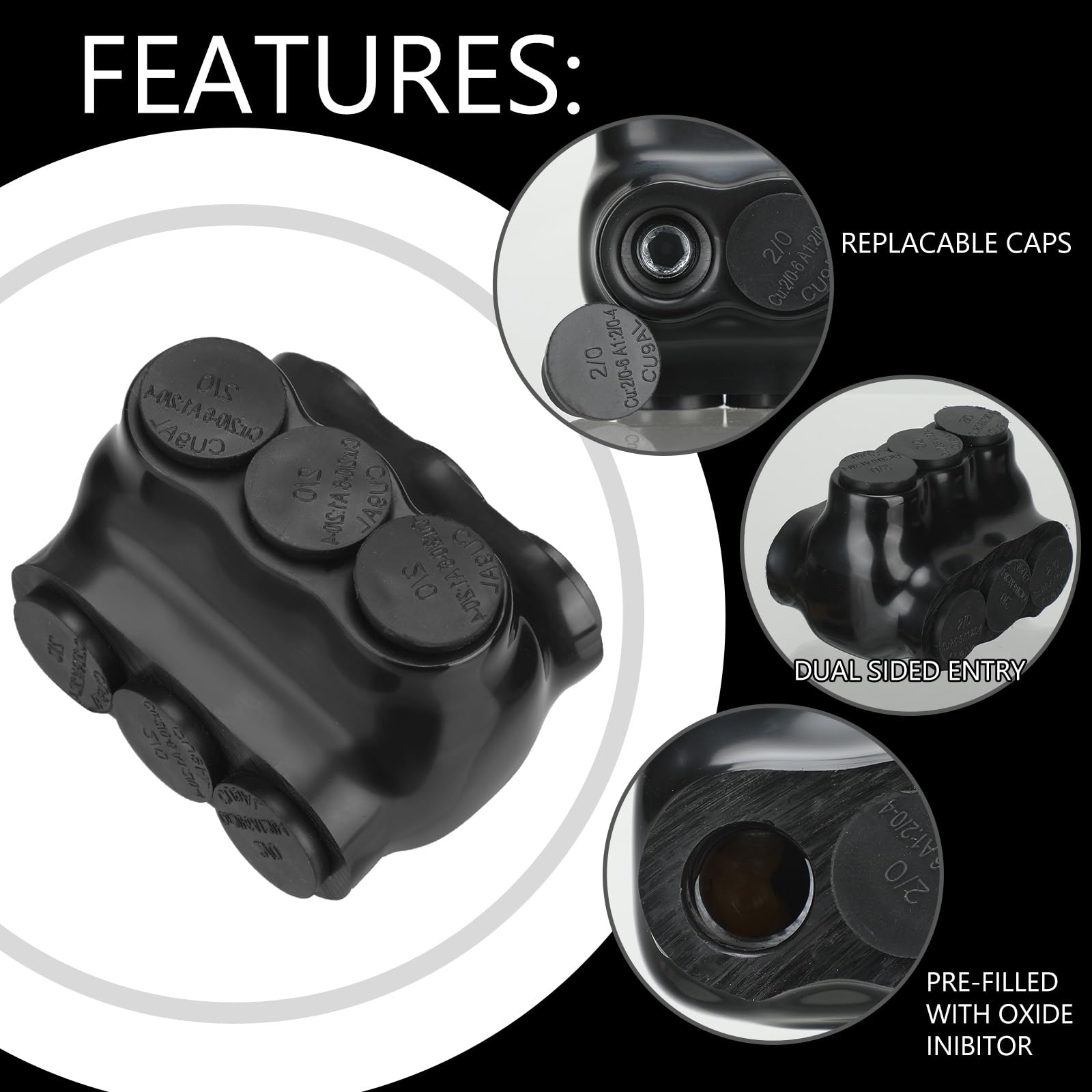 Snapklik.com : Copkim 5 Pack Black Multi Cable Connector Insulated ...