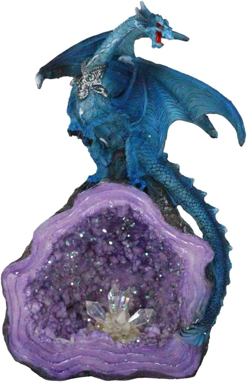 Amazon.com: Ebros Gift Fantasy Iridescent Meteorite Blue Dragon ...