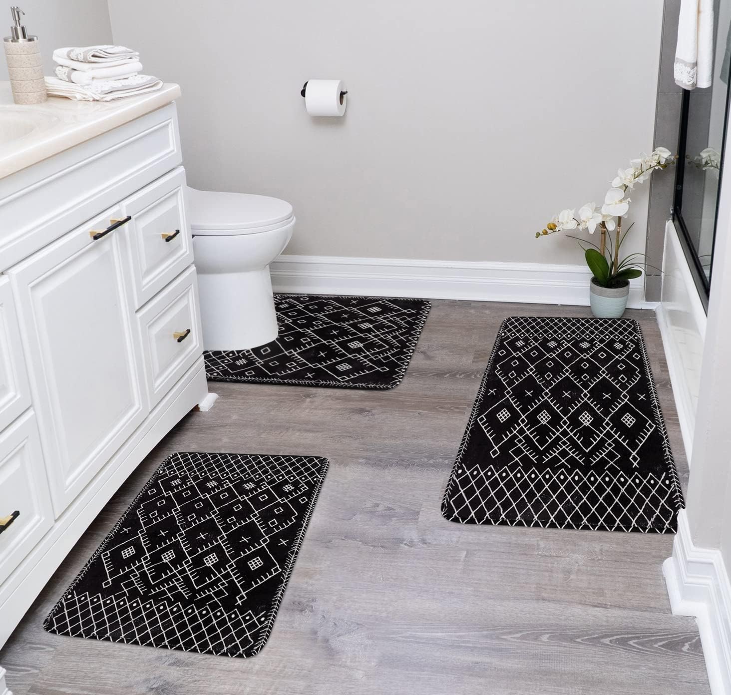 Amazon.com: Uphome Bathroom Rugs Sets 3 Piece Boho Bathroom Runner with ...