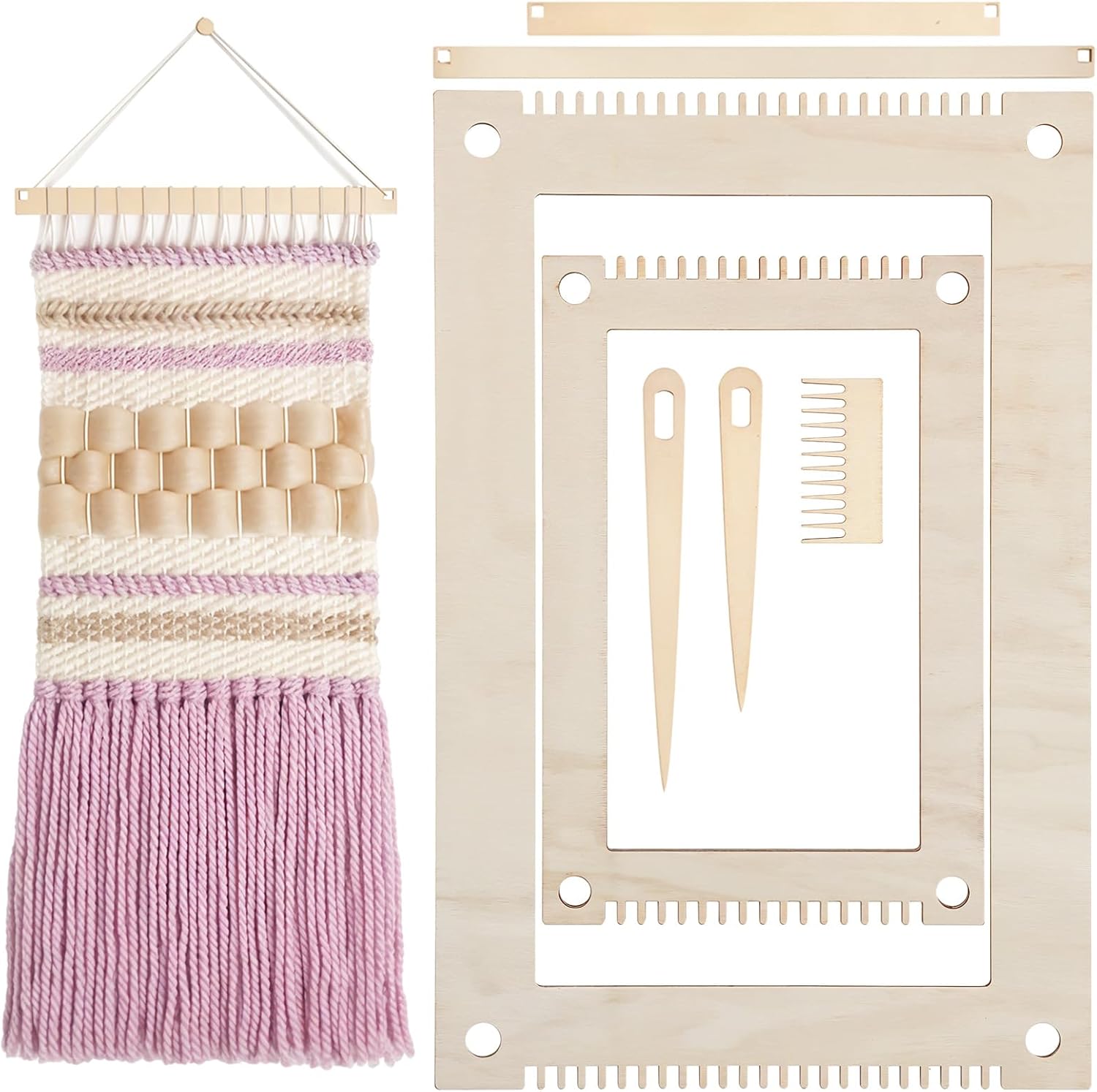 Amazon.com: 7 PCS Rectangle Weaving Loom Wood Weaving Loom Kit Small ...