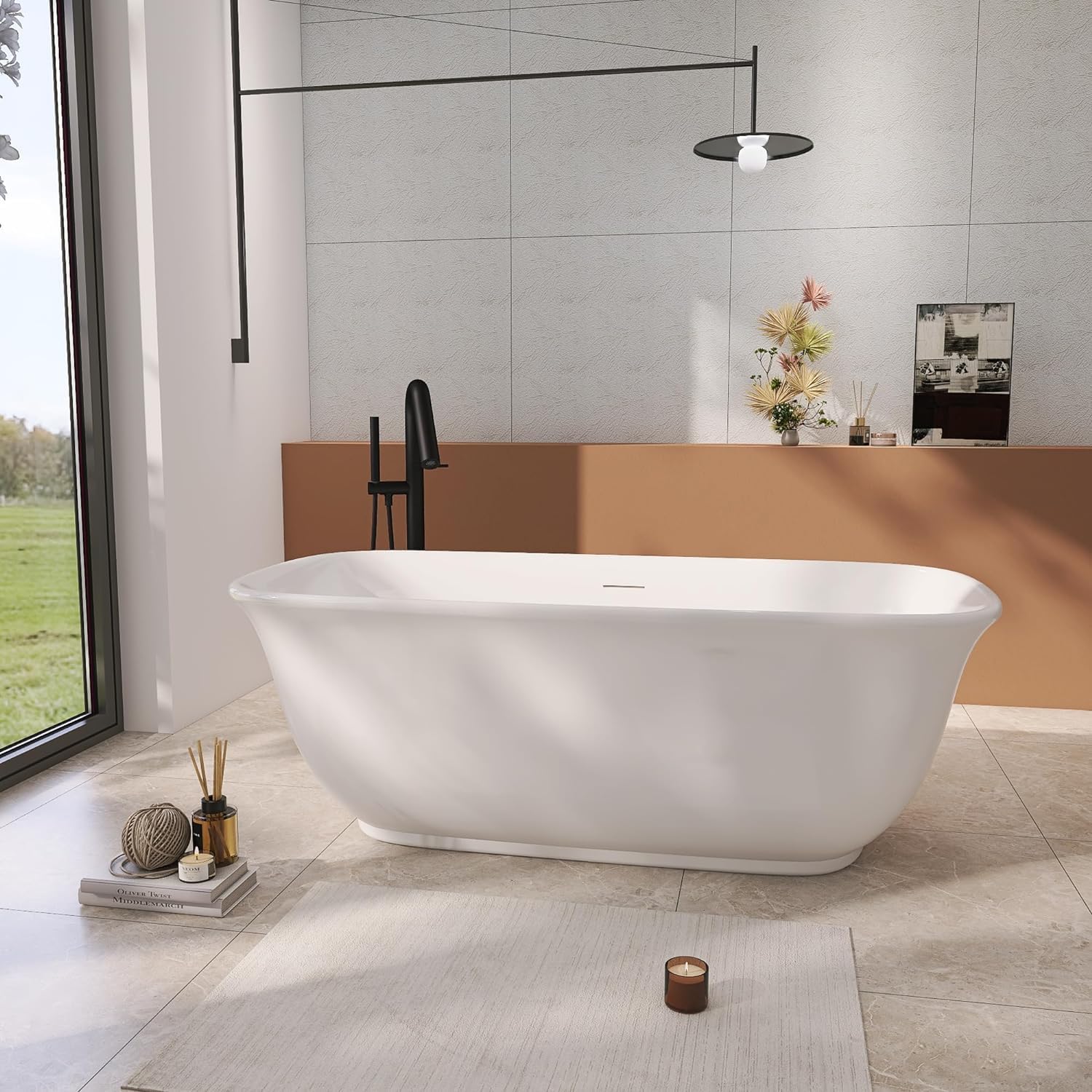 Adecab 59" Acrylic Freestanding Bathtub, Soaking Tub for Bathroom ...