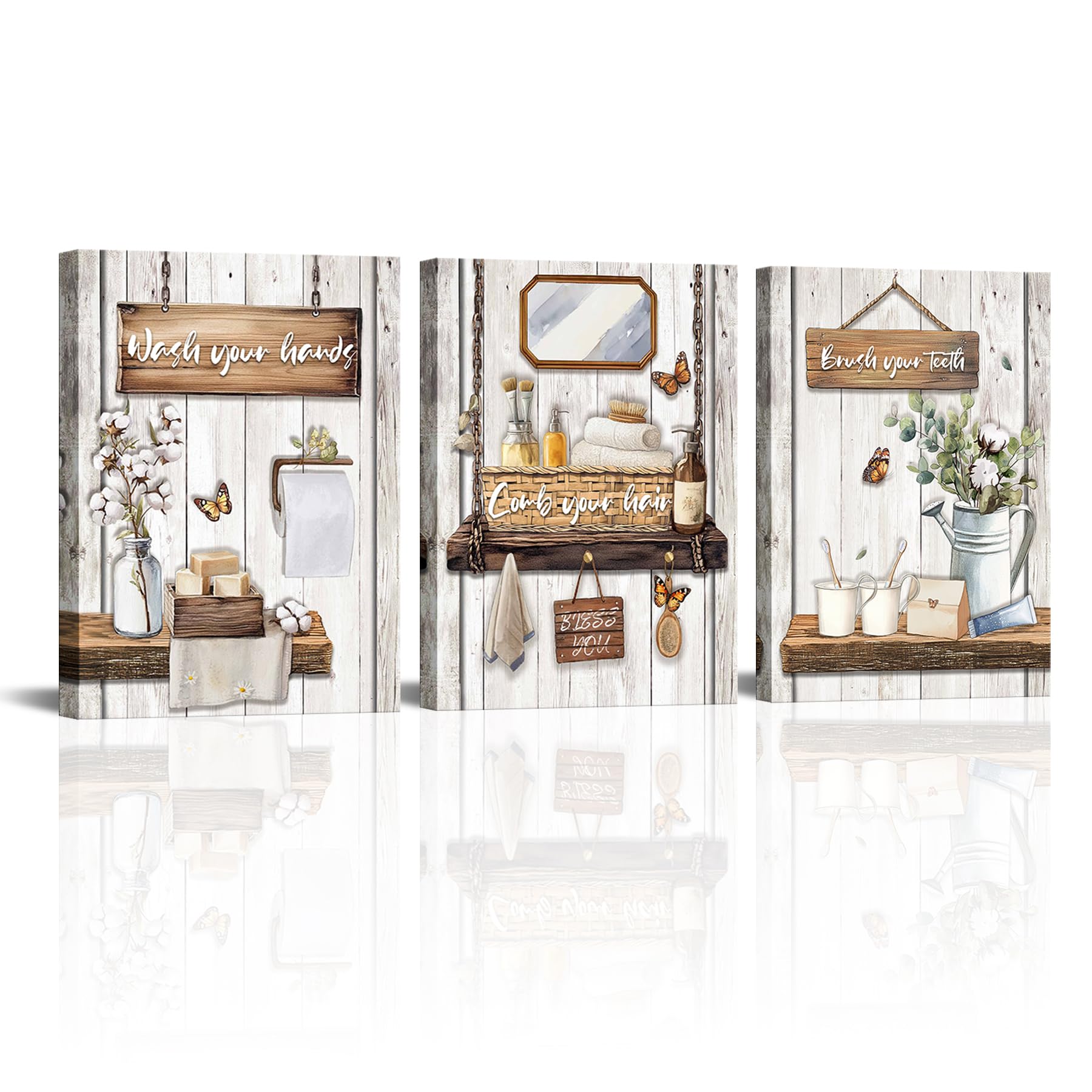 Amazon.com: Bathroom Canvas Wall Art Rustic Funny Bathroom Sign Poster ...