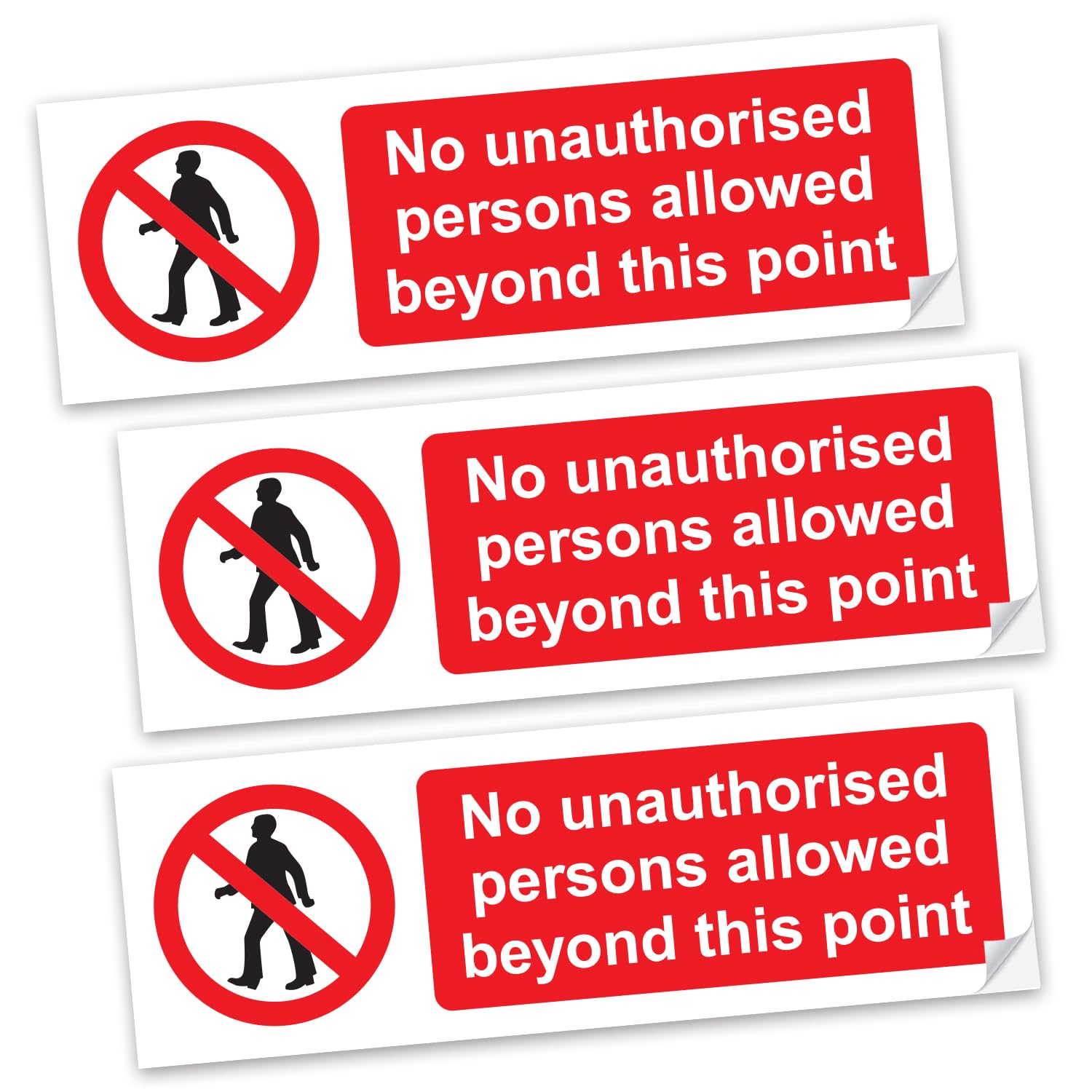 SAFESIGN (3 Pack) No Unuathorised Persons Beyond This Point Vinyl Sign ...