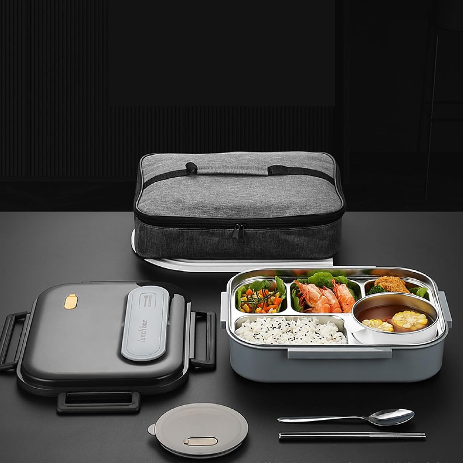 Amazon.com: 94 oz Bento Box Adult Lunch Box 316 Stainless Steel W/ 5 ...