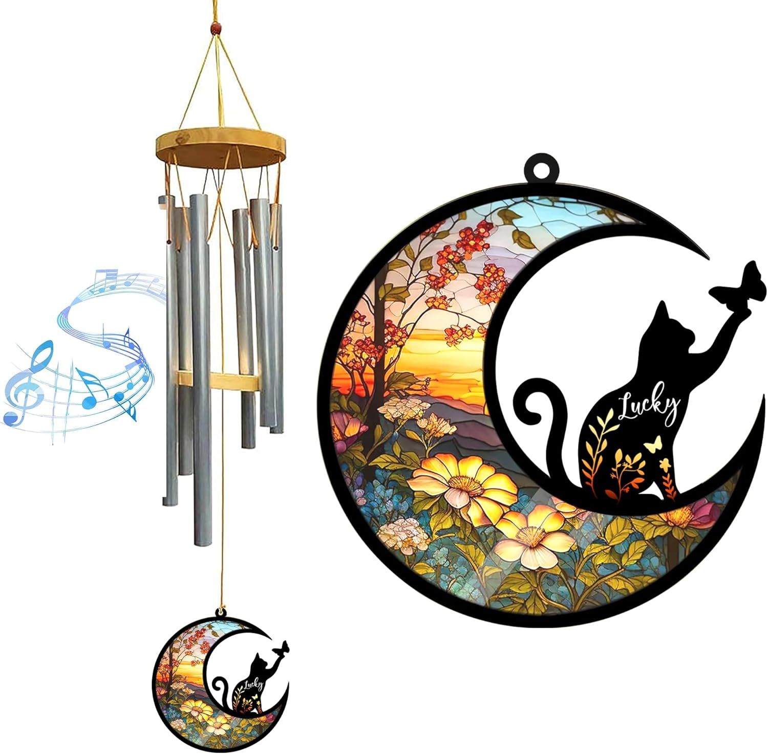 Amazon.com : Cat Memorial Wind Chimes, Custom Cat Wind Chimes, Rainbow ...