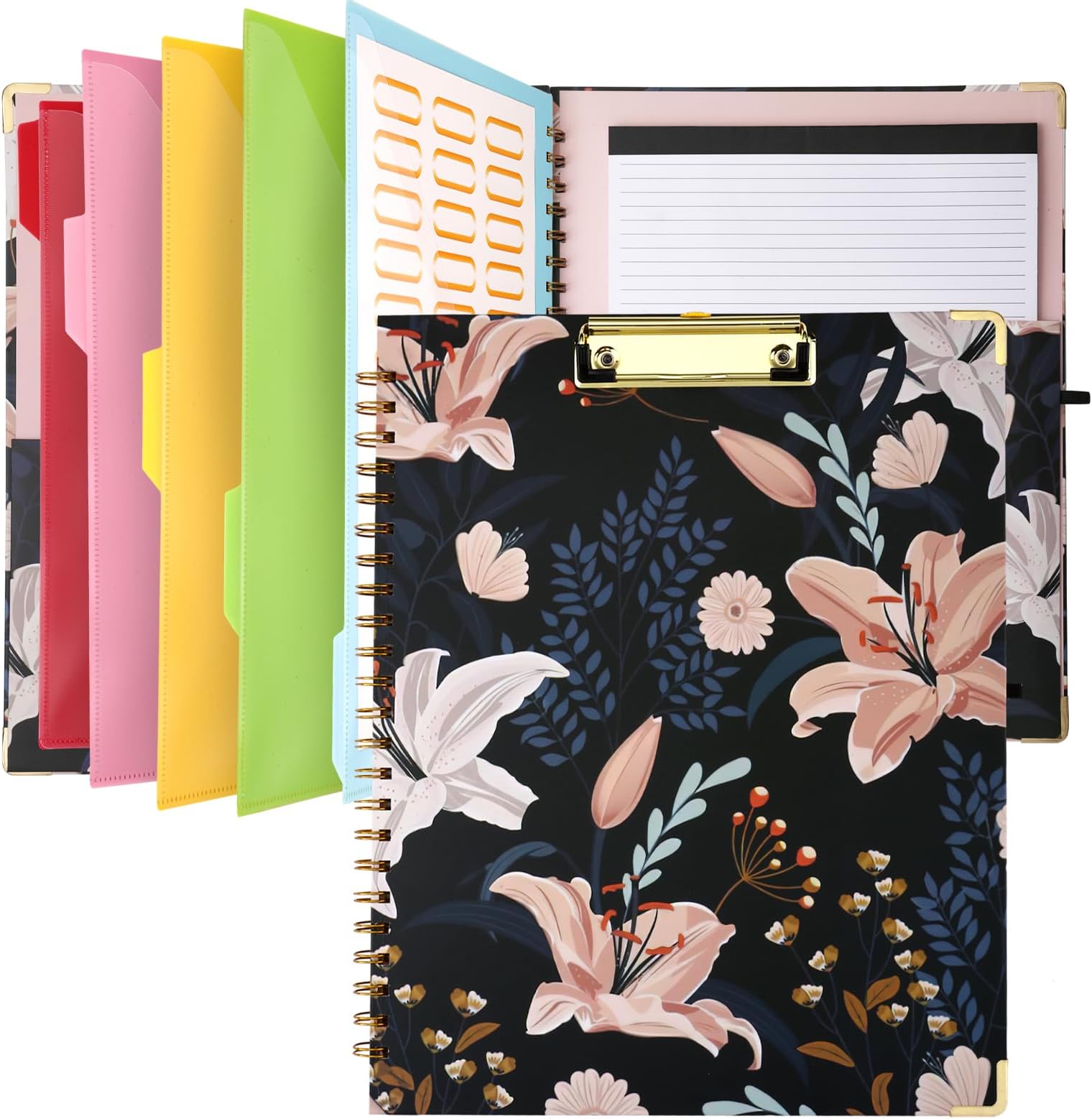 Amazon.com : SUNEE Spiral Clipboard Folio with Notepad and Pocket, 5 ...
