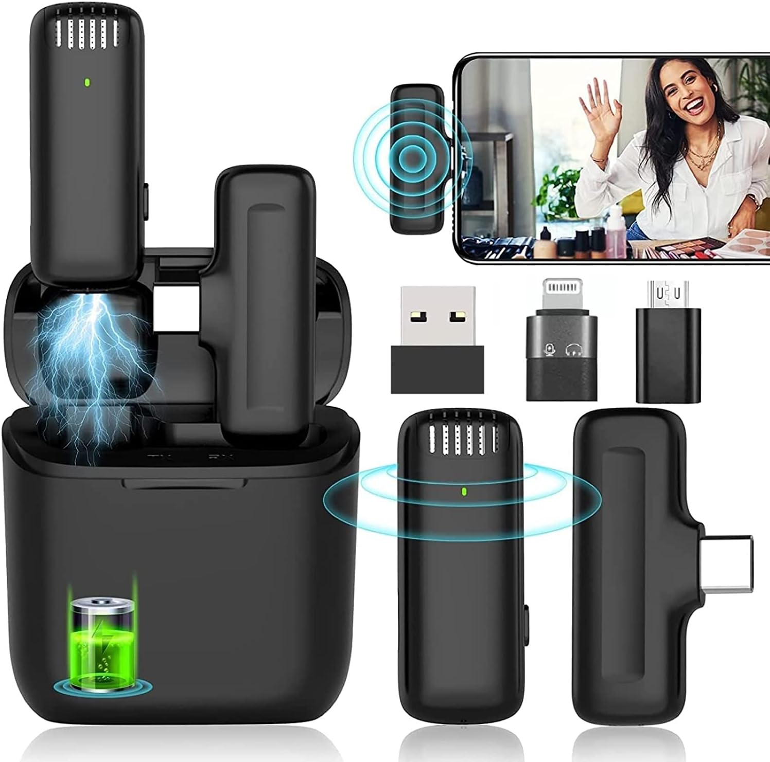 Z11 Wireless Digital Mini Portable Recording Clip Mic with Receiver for ...