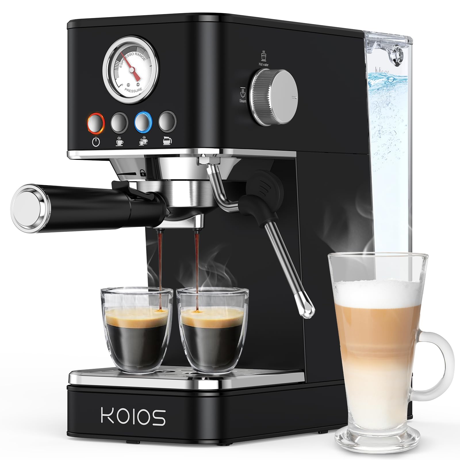 Amazon.com: KOIOS Espresso Machine 20 Bar, Upgraded Espresso Maker with ...