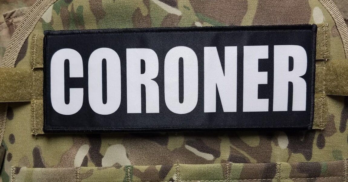 Amazon.com: FARTICOSSIN 3X8"" Coroner Black White Hook Back Raid Patch ...