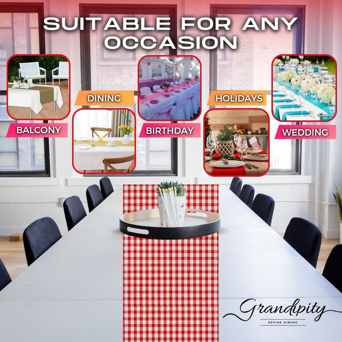 Snapklik.com : Red Gingham 12 Pack Checkered Premium Disposable Plastic ...