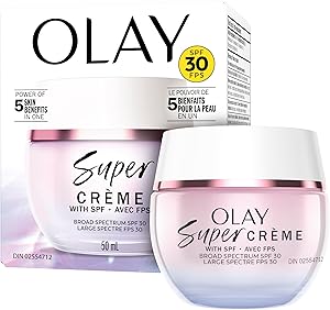 Olay Super Cream with Sunscreen SPF 30, Ultra Lightweight Face Moisturizer with Vitamin C ...