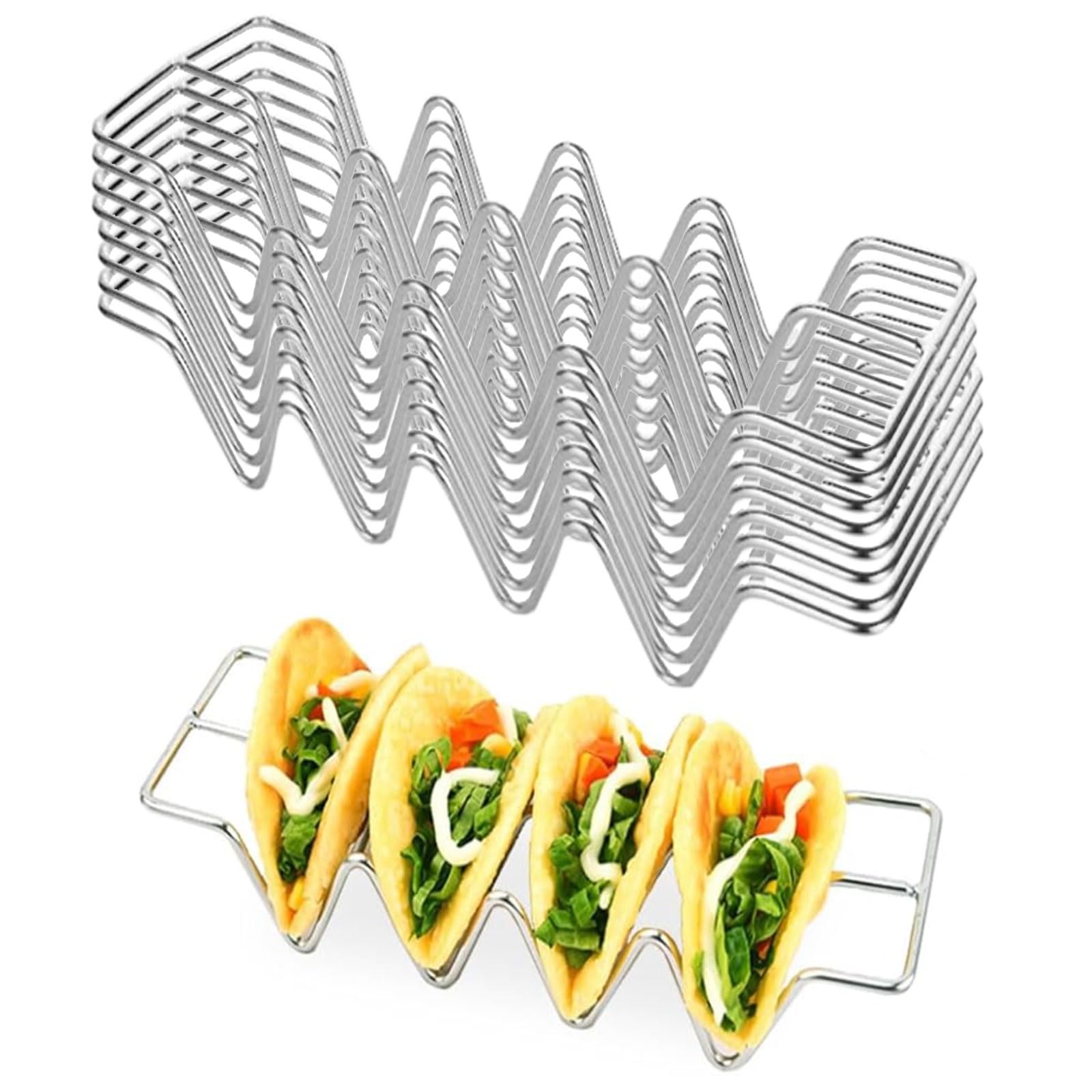 Amazon.com: QTLCOHD Taco Holder Set of 8 Stainless Steel Taco Shell ...