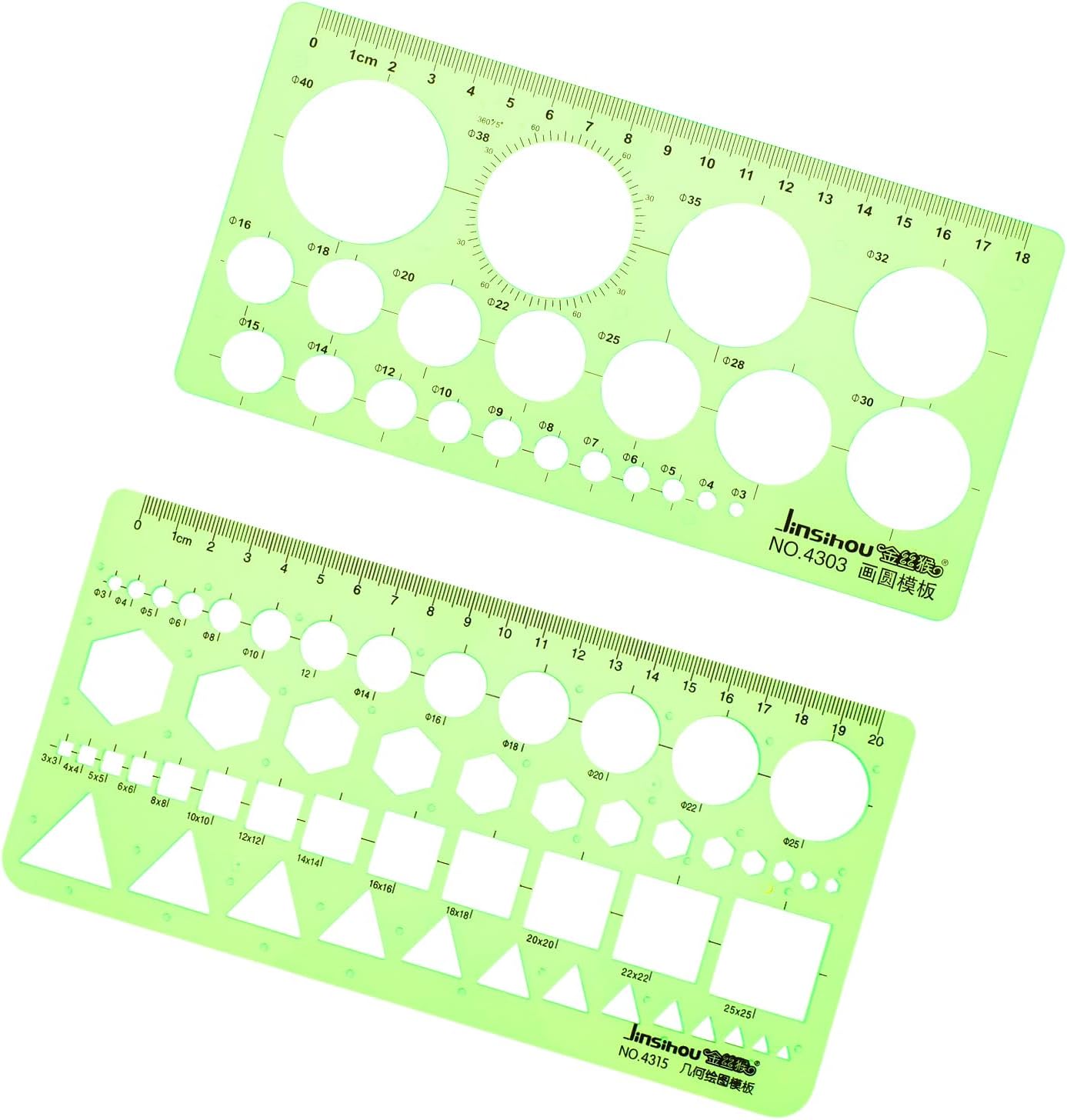 YUXIANLB 2PCS Circle Template Measuring Geometry Ruler Stencils Digital ...