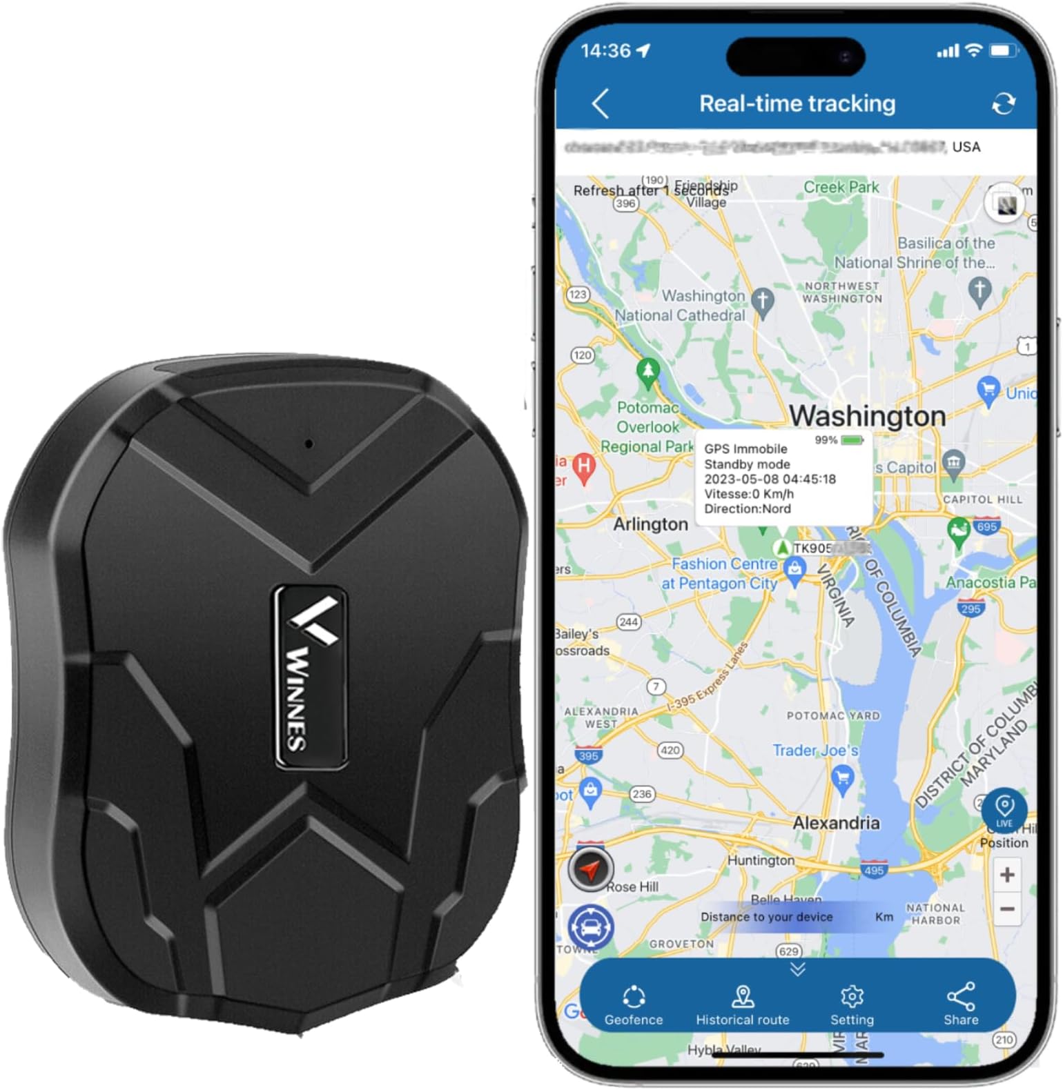 Amazon.com: GPS Tracker for Vehicles Winnes 4G TK905B Locator Real-time ...