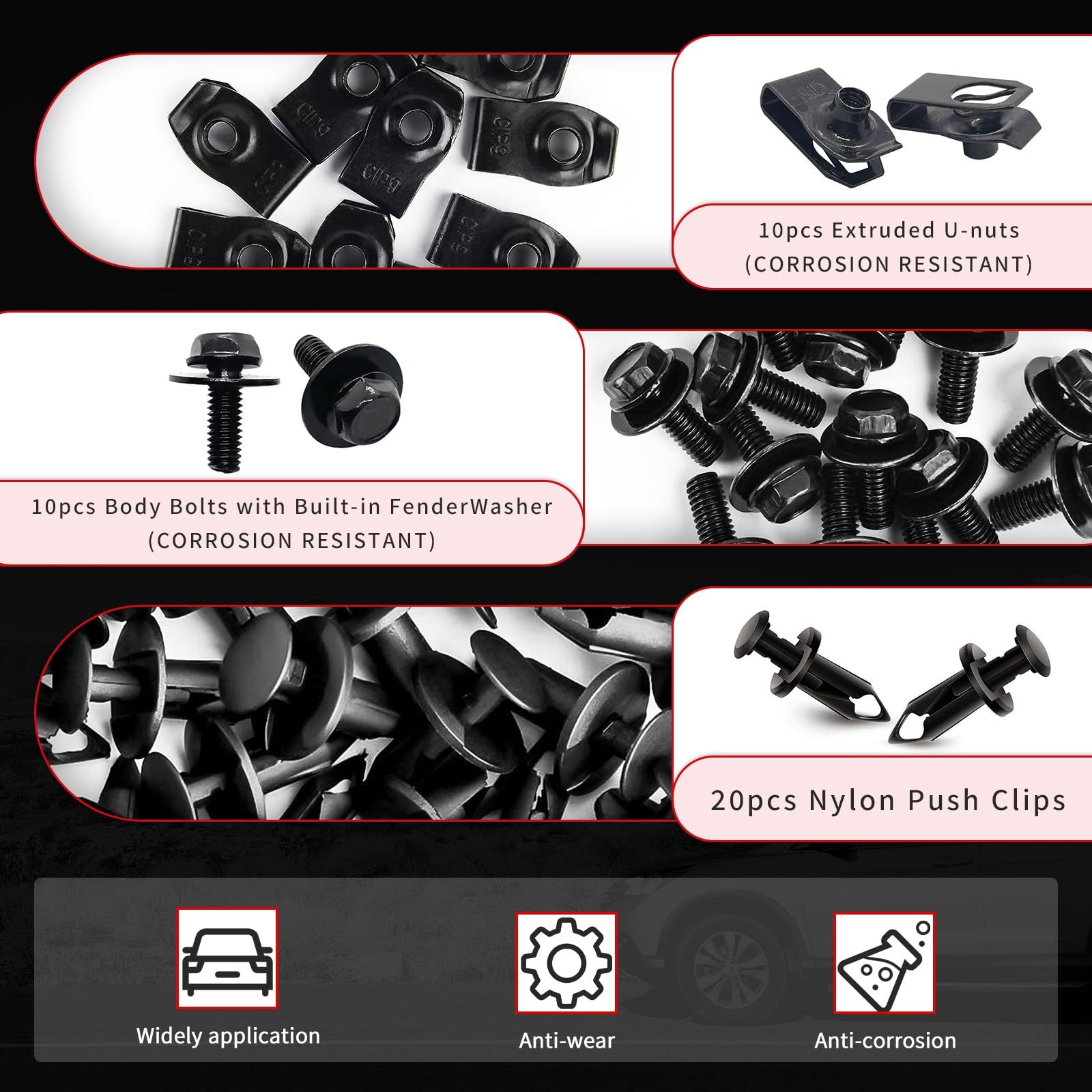 Snapklik.com : 40 Pcs Engine Under Cover Splash Shield Guard Body Bolts ...