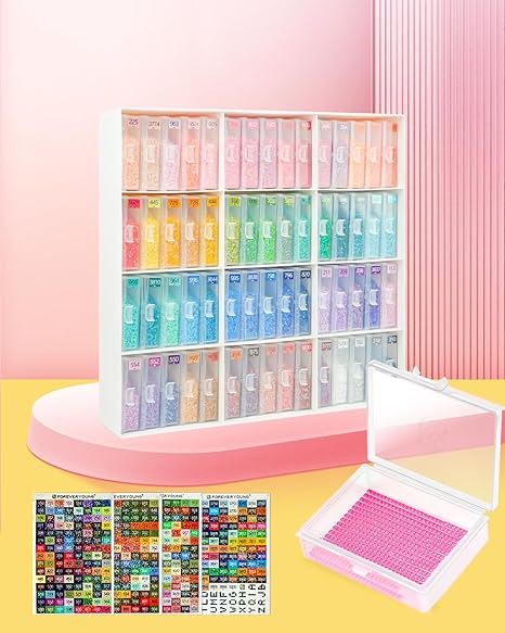 Amazon.com: 60pcs Diamond Art Storage Containers Trays ＆ Stand, Diamond ...
