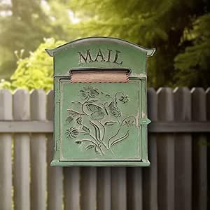 Vintage Rustic Letter Box Traditional Post Box Green Mail Box Wall ...