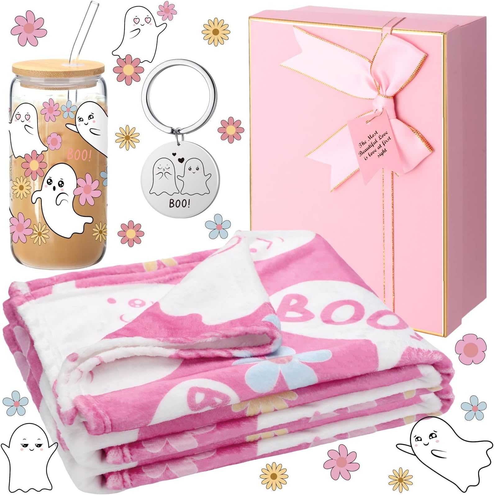 Amazon.com | Halloween Boo Baskets Gifts Pink Ghost Gifts for Women ...