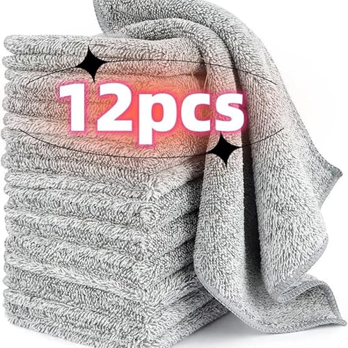Untlane 12 Pcs Microfiber Cleaning Cloth,Grey-Soft Rags - Washable ...