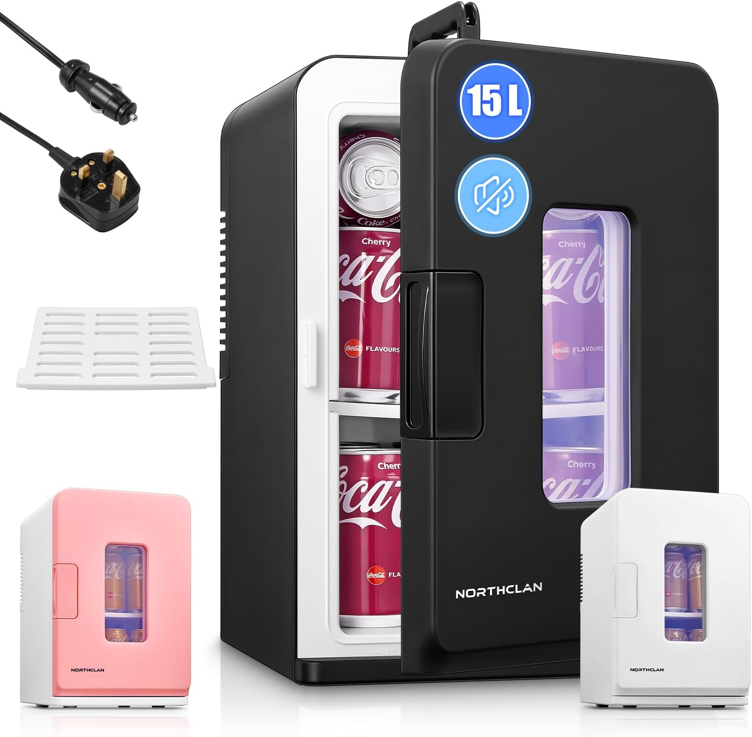 Mini Fridge 15L/21 Cans Mini Fridge for Bedrooms, AC+12V DC Power Small ...