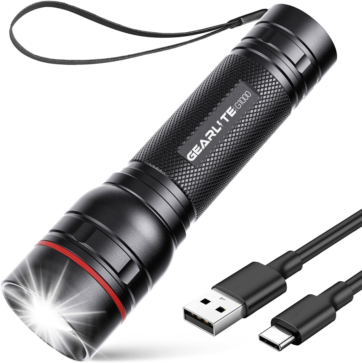 GEARLITE Rechargeable LED Torch, 2000LM Torches LED Super Bright with 3 ...