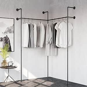 Amazon.com: pamo Industrial pipe clothing rack metal black - Wall ...