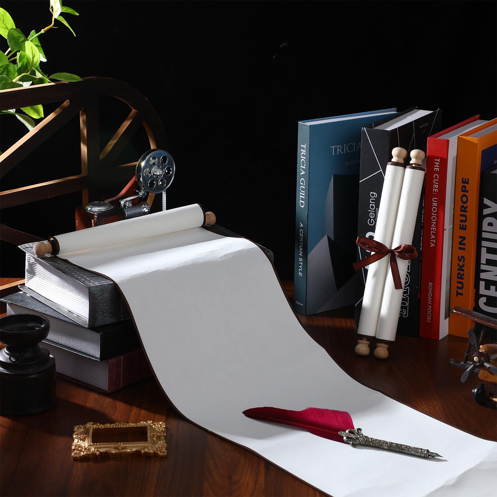 Snapklik.com : Epakh 2 Pack Blank Paper Scrolls Wrapped On Wood Rod For ...