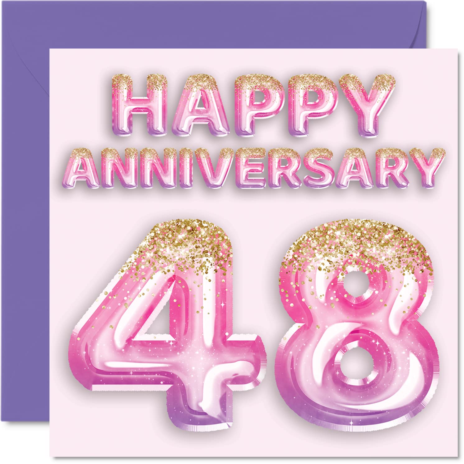Amazon.com : Pretty 48th Anniversary Card for Wife Girlfriend Husband ...