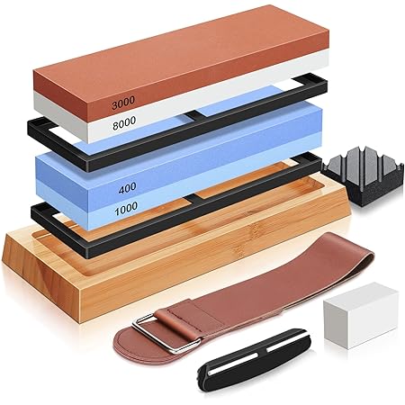 Amazon.com: Premium Knife Sharpening Stone Set – 400/1000 and 3000/8000 ...