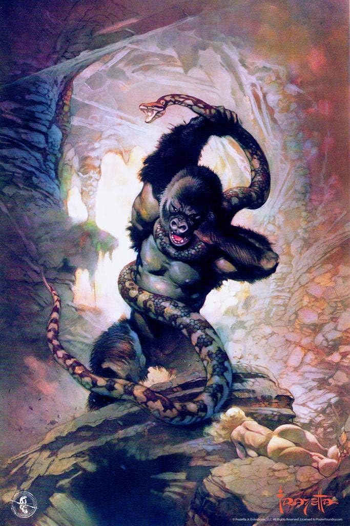 Amazon.com: Frank Frazetta 8th Wonder Gorilla Snake Fantasy Science ...