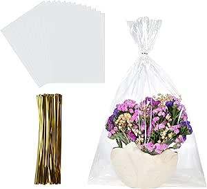 Amazon.com: PACKSISTER 4 Mils Clear Bottom Gusset Bags,Plastic Gift ...